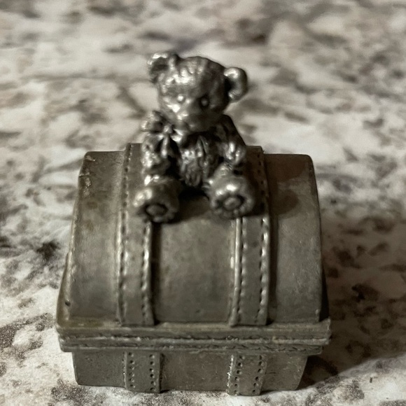 Accents | Vintage Teddy Bear Tiny Trinket Box Pewter | Poshmark